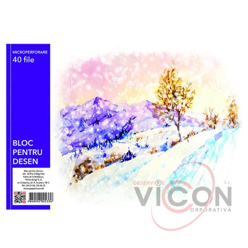 Album pentru desen А4, 40 foi, 100 g, cu microperforație