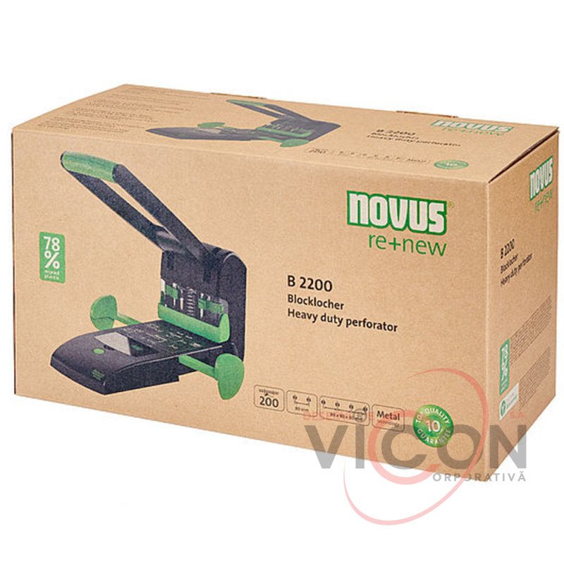 Perforator puternic 2 în 1 pentru 200 de foi NOVUS B 2200 re+new negru