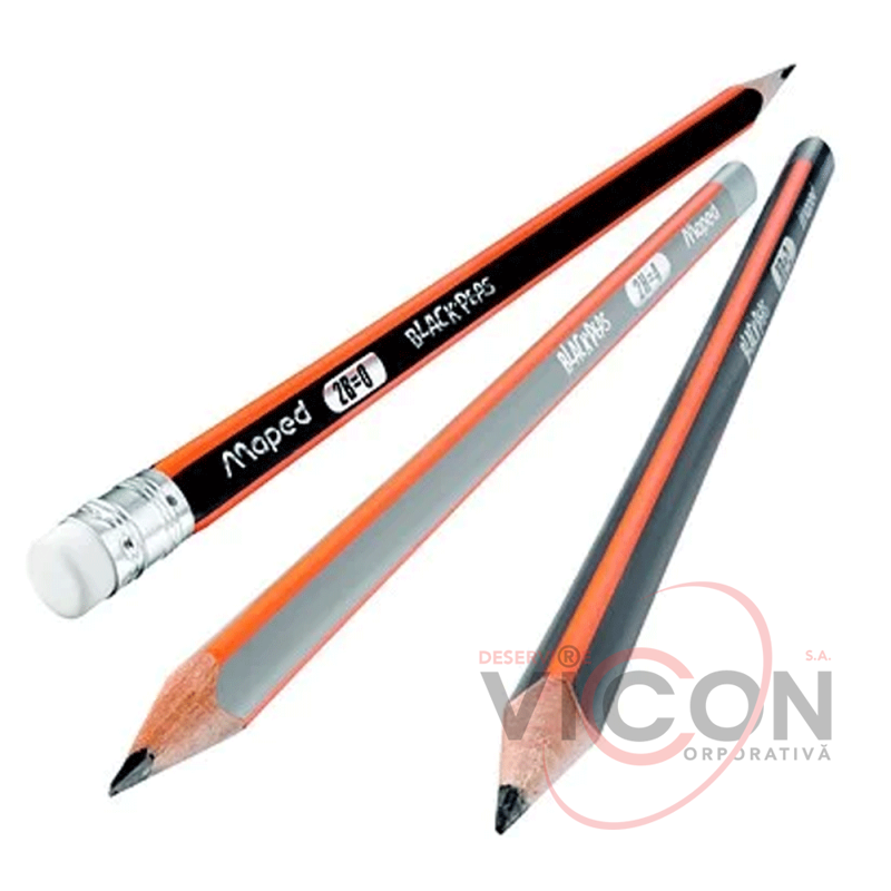 Карандаш графитный 2B, MAPED BLACK PEPS, с ластиком