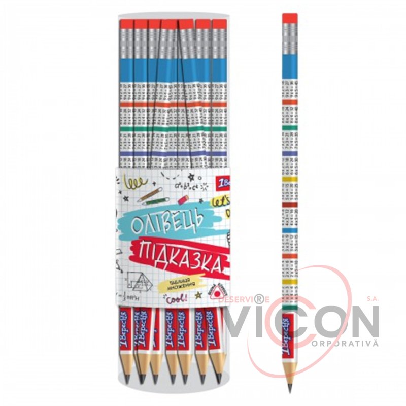 Creion simplu cu radieră Tabel de înmulțire, HB