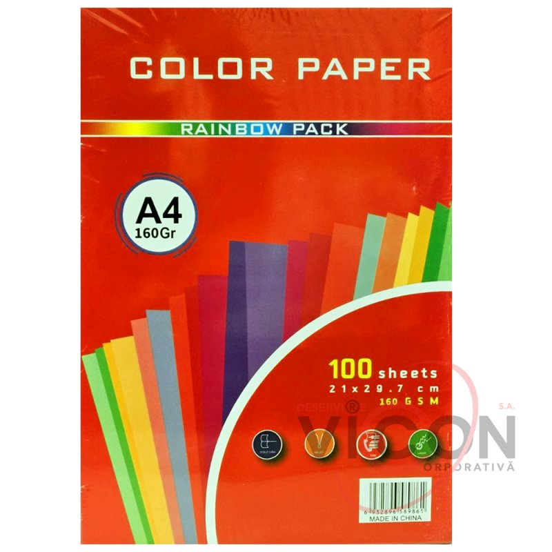 Carton, A4, 160 g/m2, 100 de foi, 10 culori, ML7