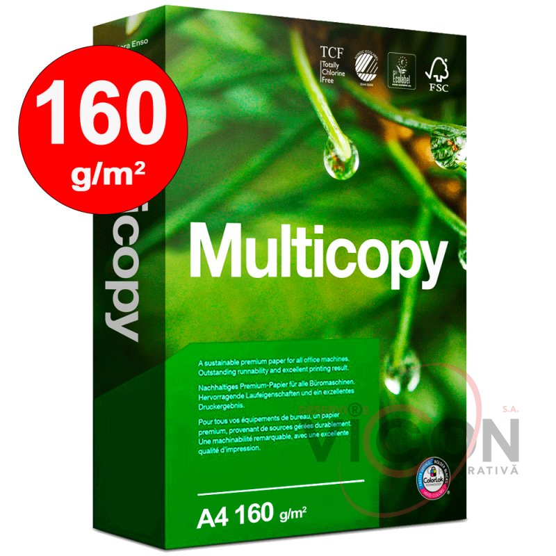 Hârtie pentru imprimantă A4, MULTICOPY, 250 foi, 160 gr/m2, Clasa A+