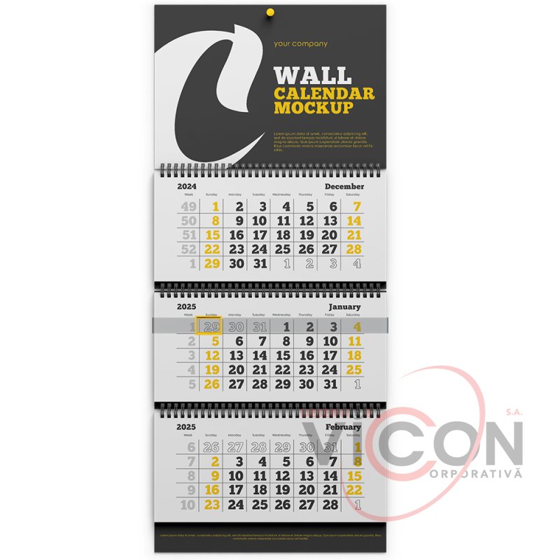 Calendar trimestrial personalizat 2025