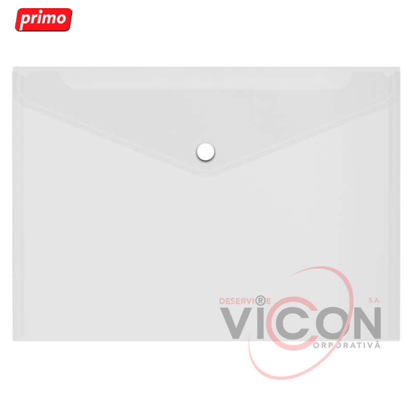 Mapă plic cu buton A4 PRIMO transparentă 150 mcm