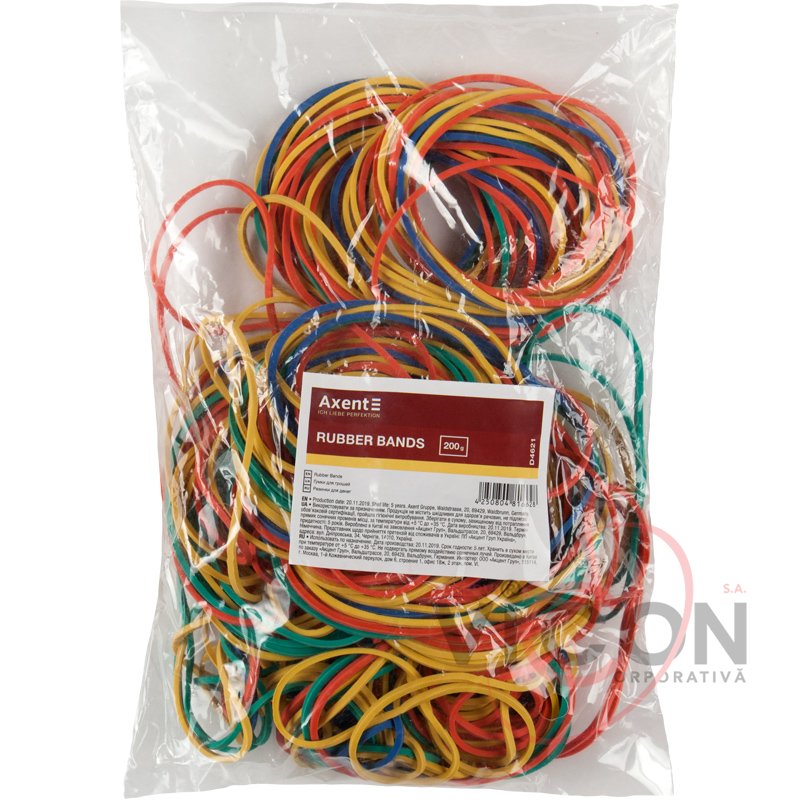 Benzi elastice pentru bani Axent Delta D4621, 200 g, colorate