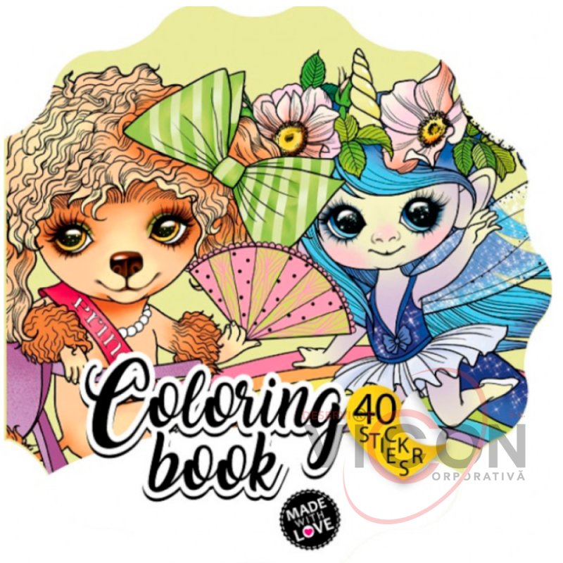 Carte de colorat cu autocolante, 200x200 mm, 4+2 foi, Coloring book