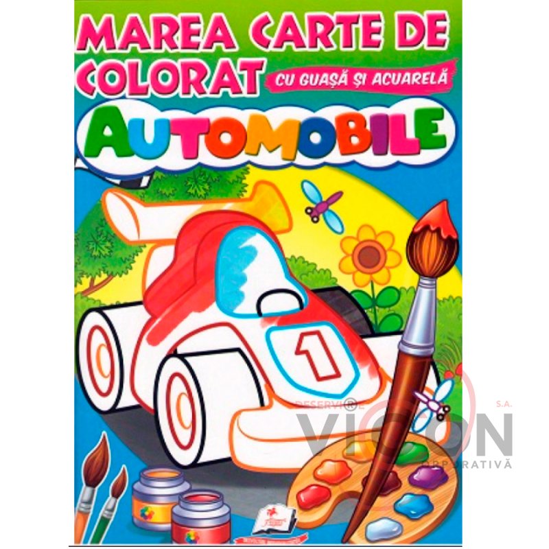 Marea carte de colorat cu guașă și acuareală. AUTOMOBILE.