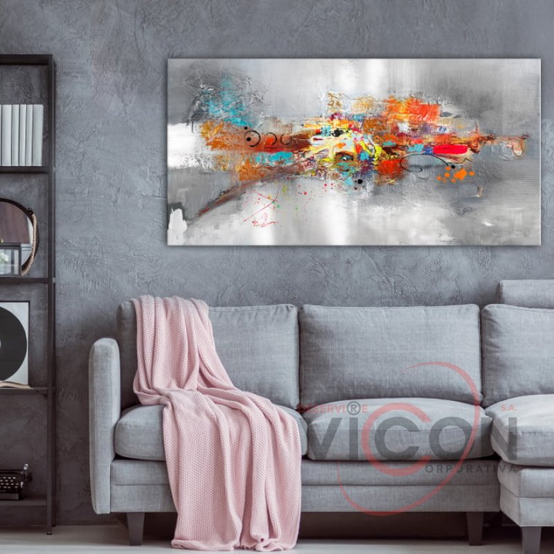 Tablou decorativ canvas 50 x 70 cm, pânză naturală pe ramă din lemn natural
