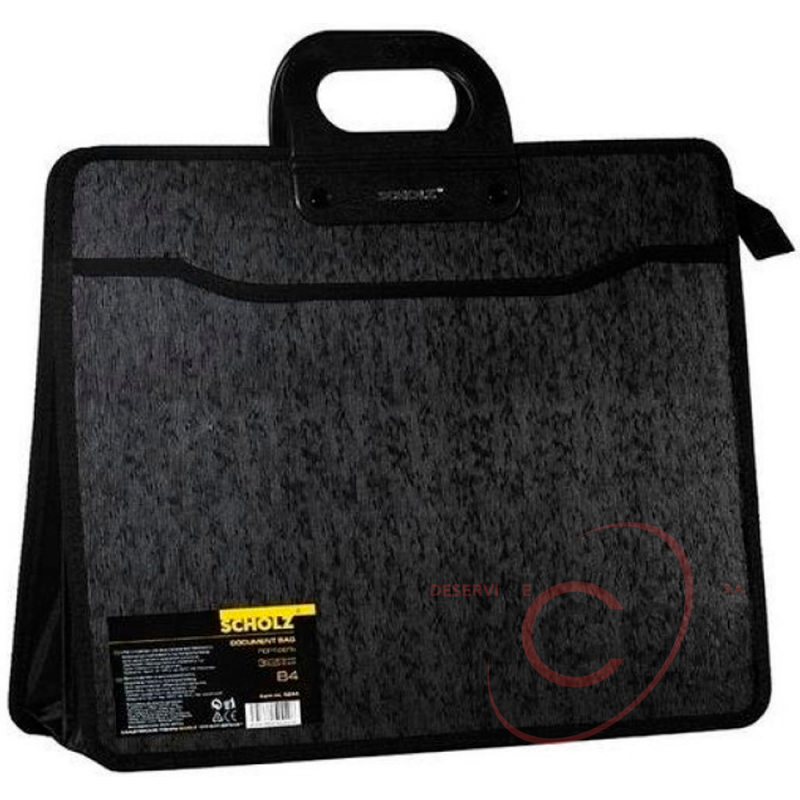 Servieta din plastic B4, 3 compartimente, negru, 5244 SCHOLZ