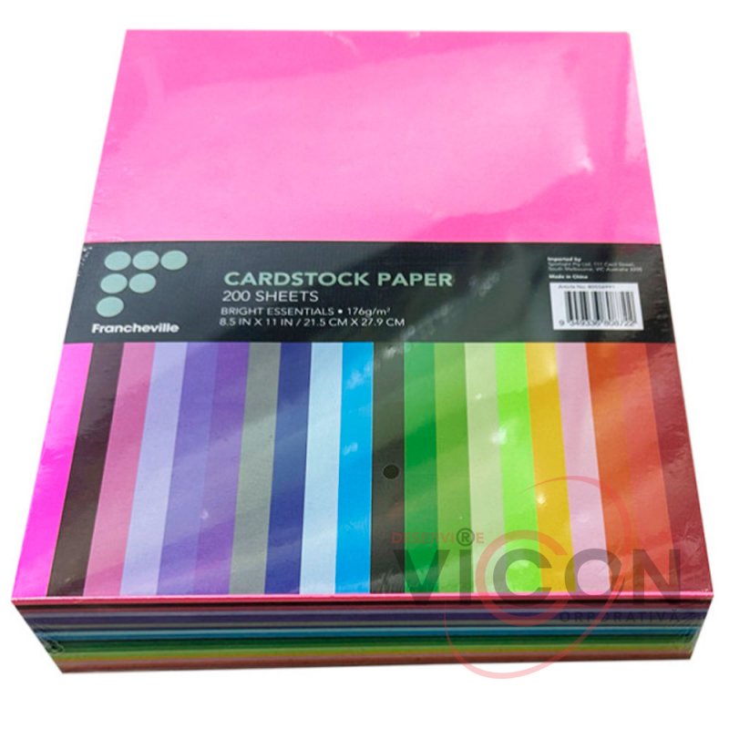 Set carton colorat neon А4, 20 culori, 200 foi, 180gr