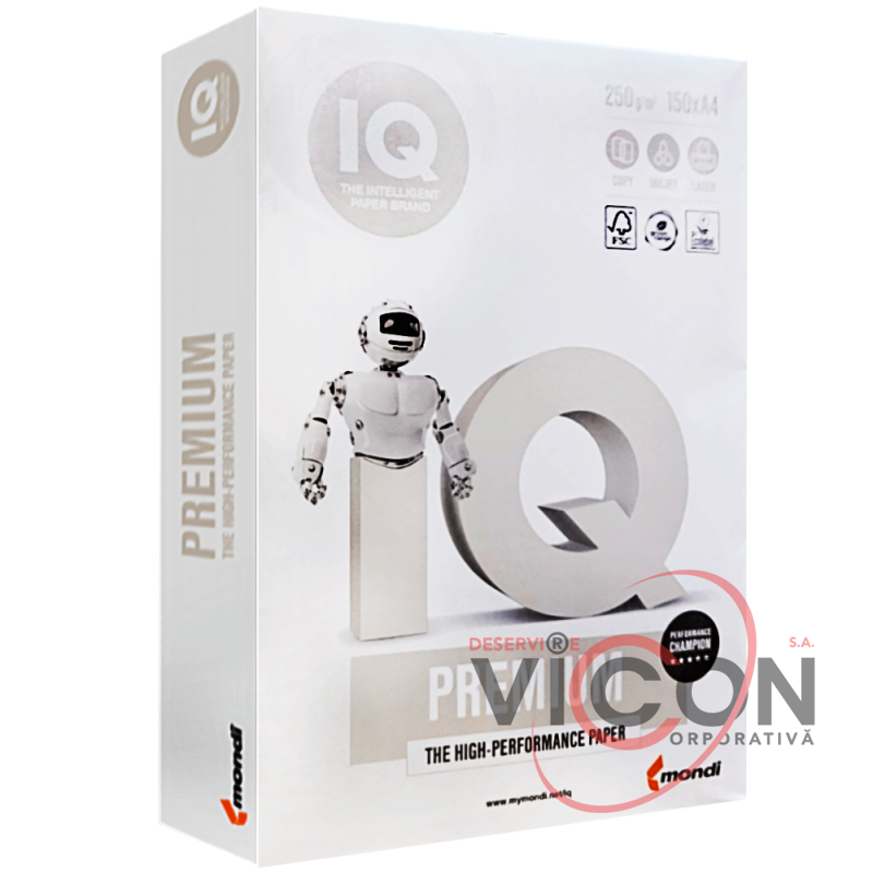 Hârtie A4, IQ PREMIUM, 250 foi, 200 gr/m2, Clasa A+