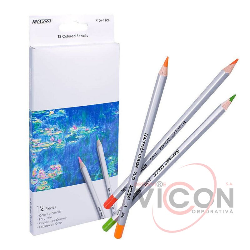 Creioane color, 12 culori, MARCO Raffine