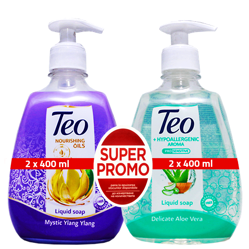 SĂPUN LICHID 2 x 400 ml., TEO (SUPER PROMO)