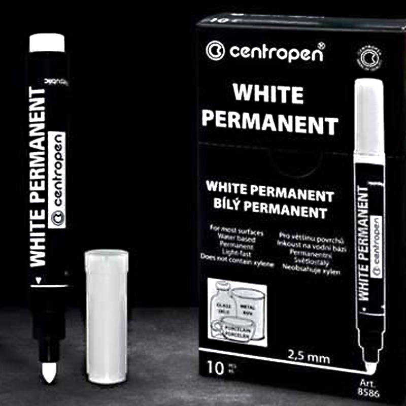 Marker permanent alb CENTROPEN White Permanent