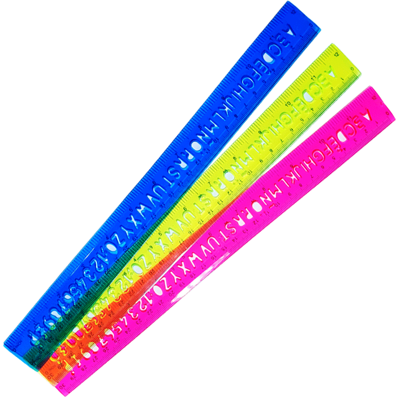 Riglă din plastic color neon, 30 cm