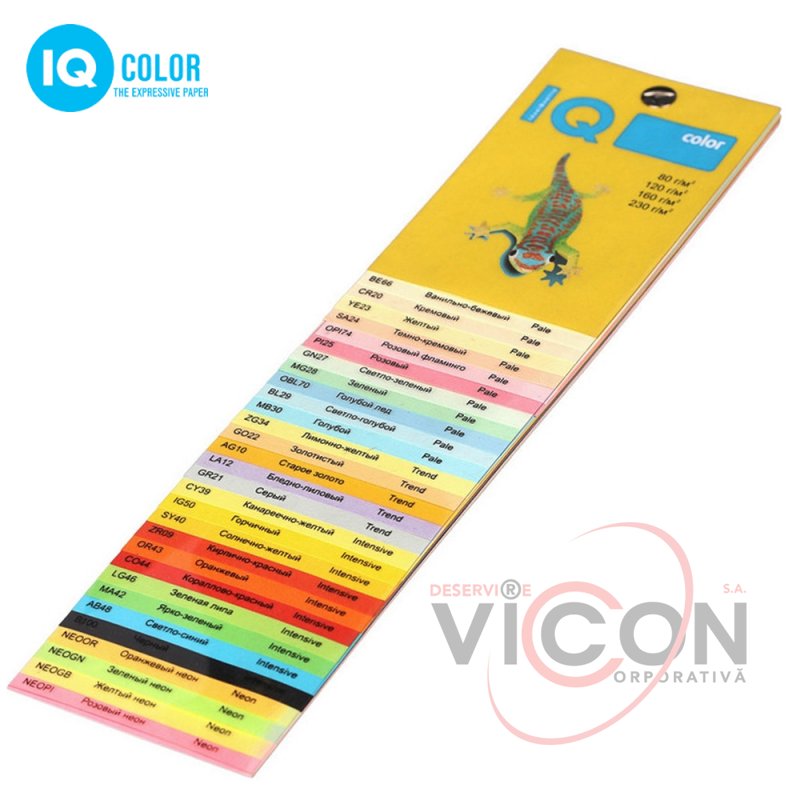 Hîrtie intensiv IQ Color A4, 80g/m2, CO44, coral-roşu, 500 foi