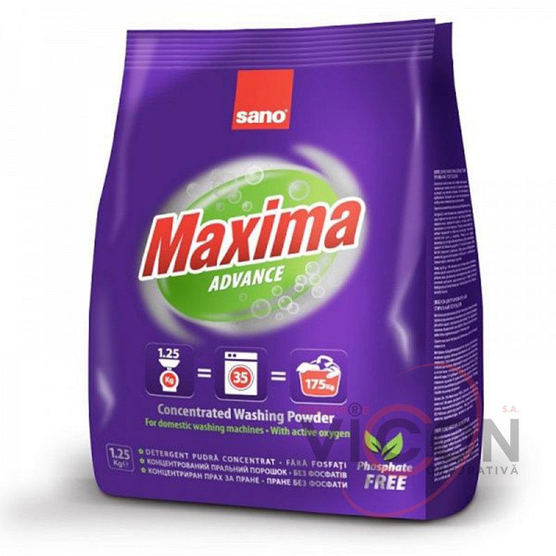 Detergent SANO Maxima Advance, pentru articole de îmbrăcăminte, 1,25 kg