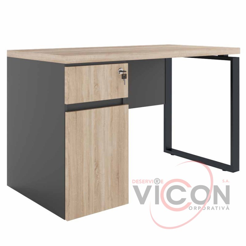Masa Birou+BOX încorporat Stânga 1200×600~Sonoma/Black
