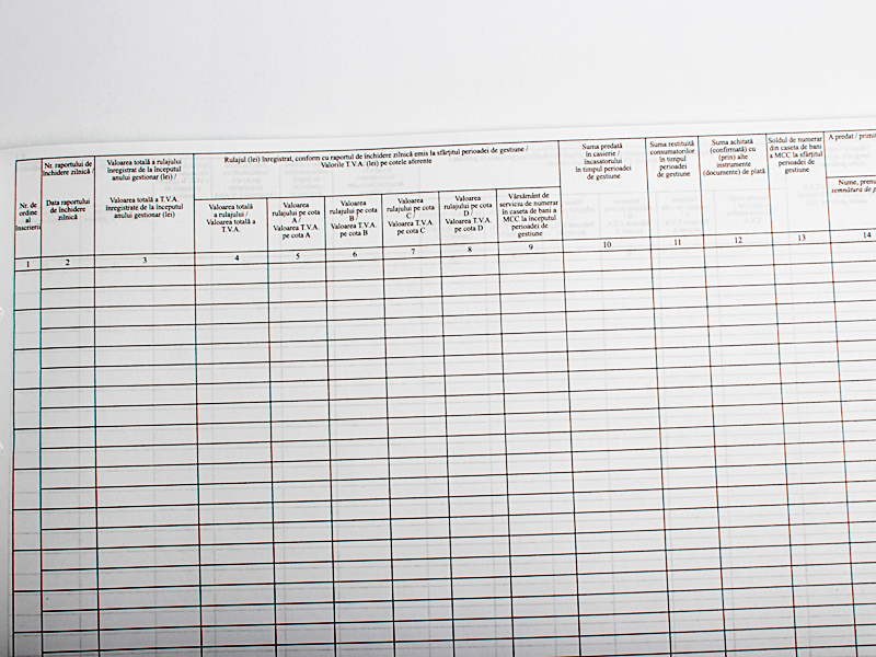 Registrul maşinii de casă şi control ( RMCC), cusut
